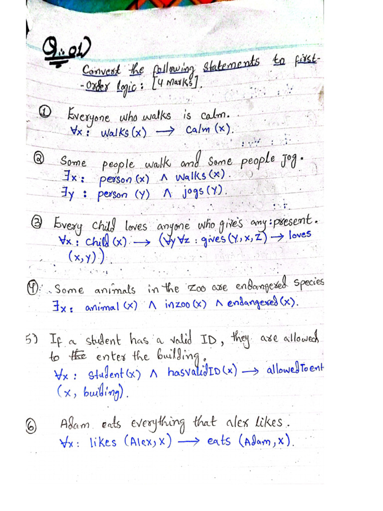 Predicate Logic Assignment Question With Answers | PDF
