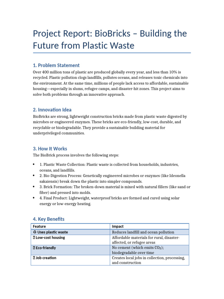 BioBricks Project Report | PDF | Plastic | Waste