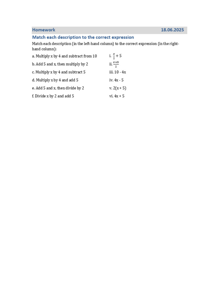 Math Expression Matching Homework | PDF