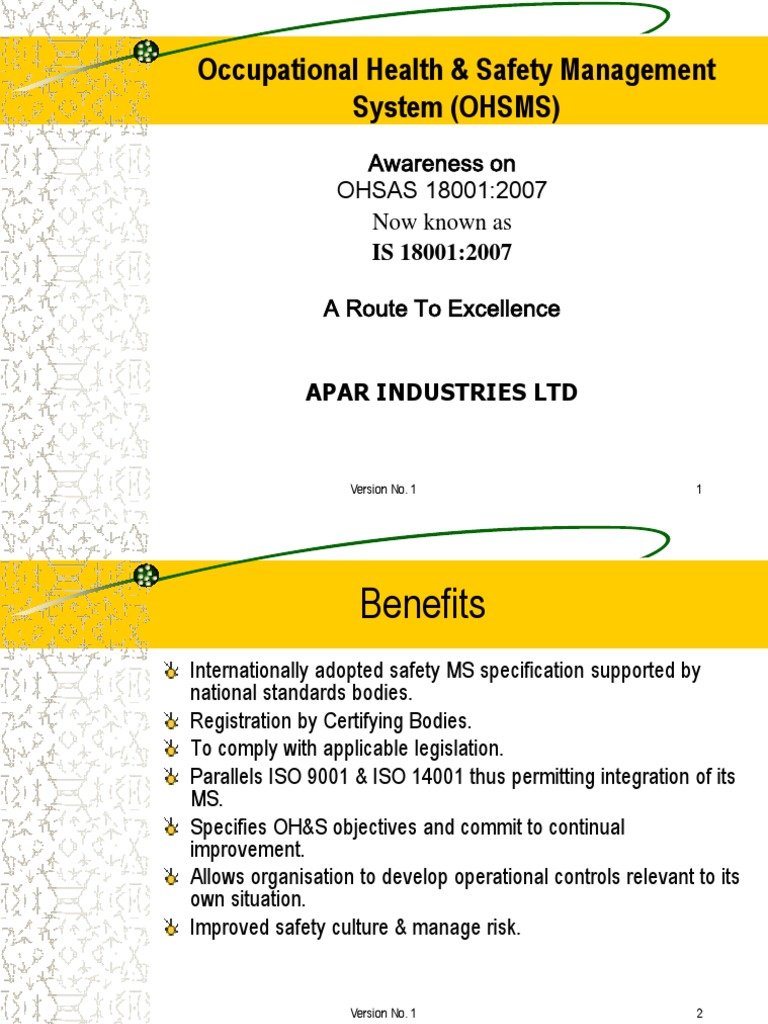 Iso 18001 Awareness | PDF | Occupational Safety And Health | Safety