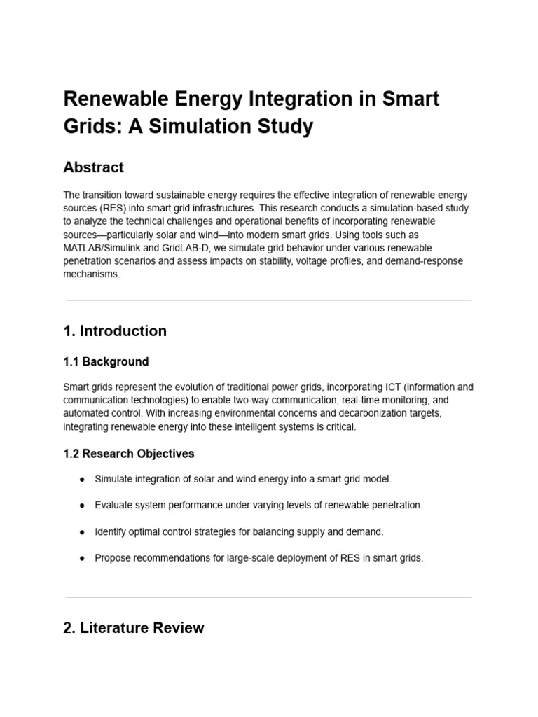 Renewable Energy in Smart Grids Study | PDF | Smart Grid | Electrical Grid