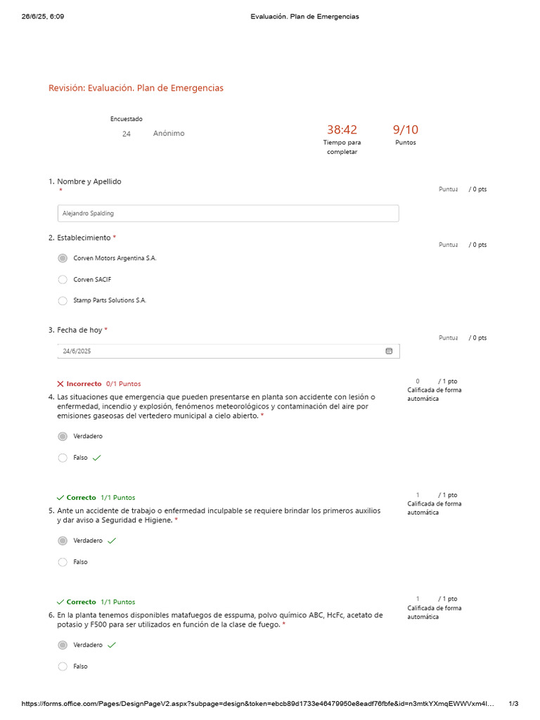 Evaluación. Plan de Emergencias Spalding | PDF