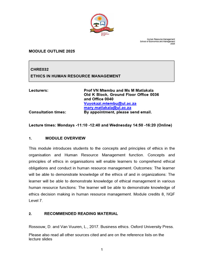 Ethics in Human Resource Management | PDF | Human Resource Management ...