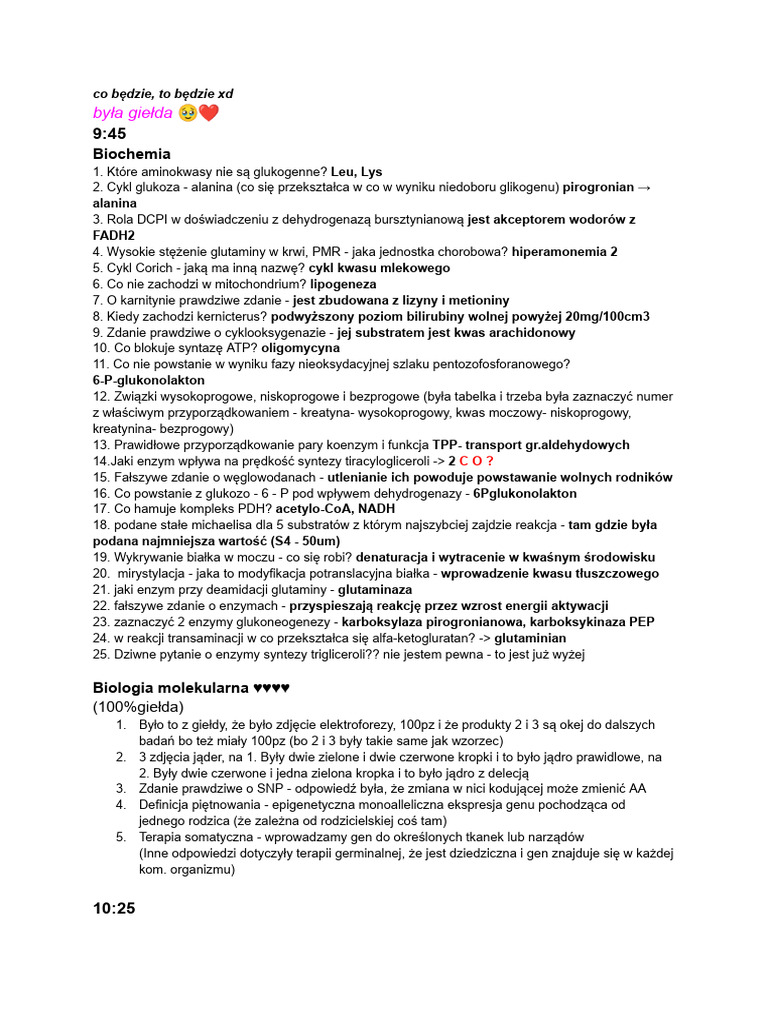 I Termin Biochemia 2024-2025 | PDF