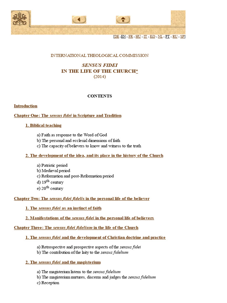 Sensus Fidei in The Life of The Church | PDF | Catholic Church | Acts ...