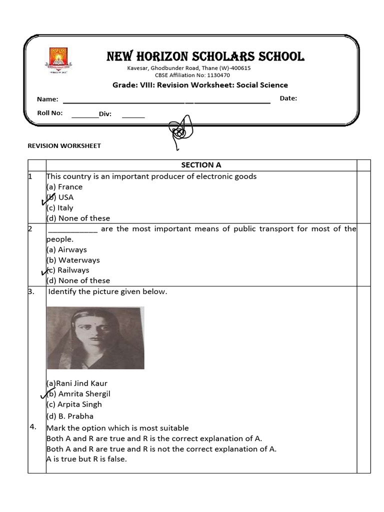 Grade 8 Revision Worksheet Question Paper | PDF