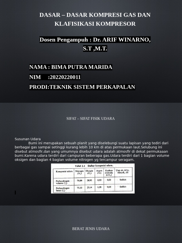 Dasar Kompresi Gas dan Kompresor | PDF