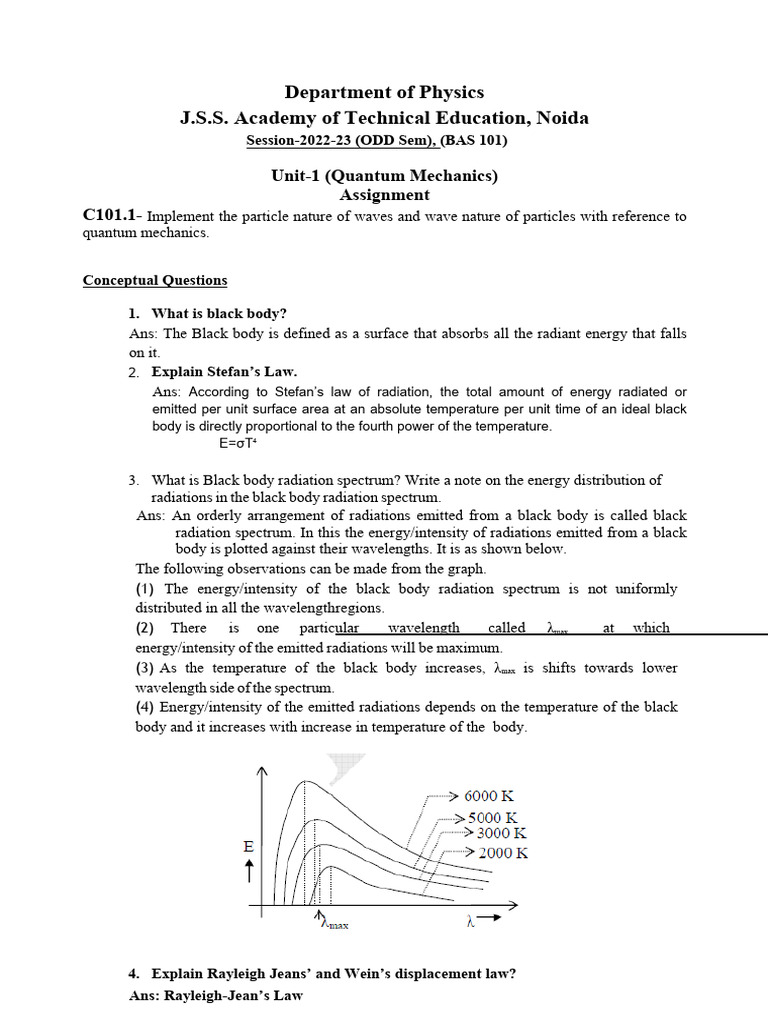 Quantum Mechanics Short Answers | PDF | Waves | Electromagnetic Radiation