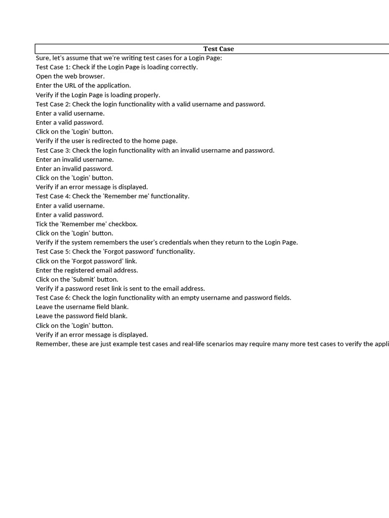 Test Cases | PDF