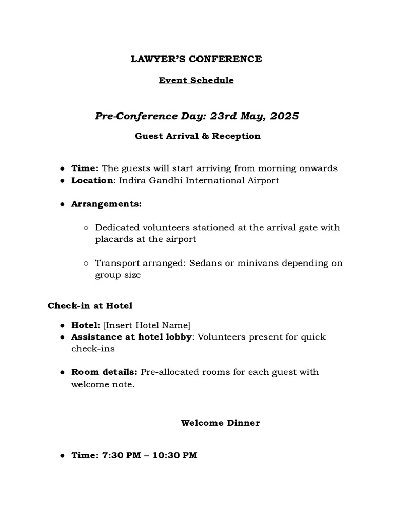 Lawyer's Conference Schedule 2025 | PDF