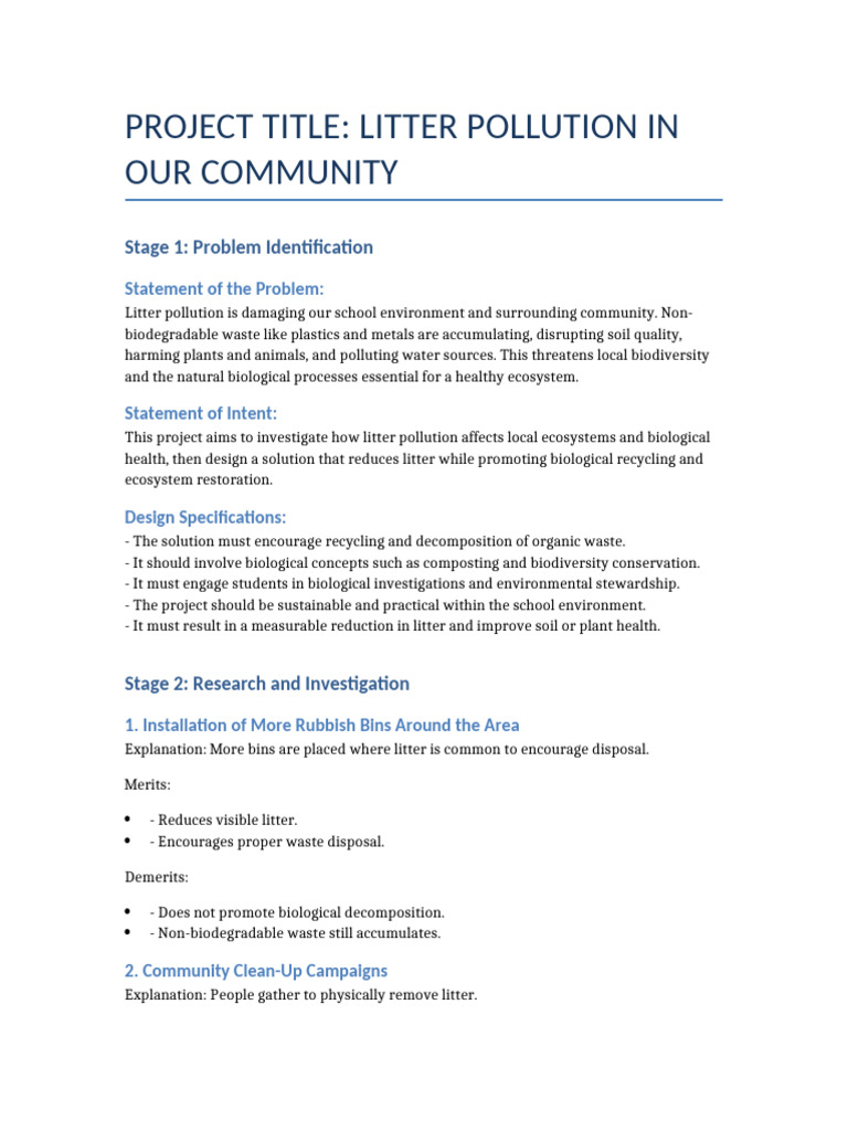 Litter Pollution Full Project | PDF | Compost | Decomposition