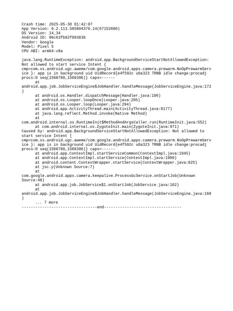 Background Service Start Error Report | PDF