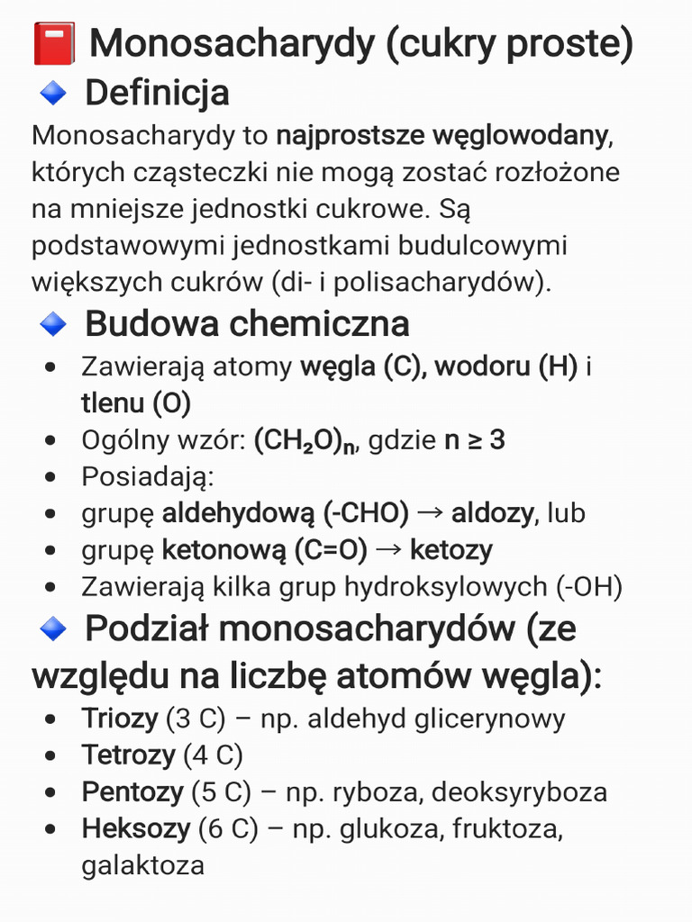 Monosacharydy Chemia Rozszerzona - 250707 - 124203 | PDF