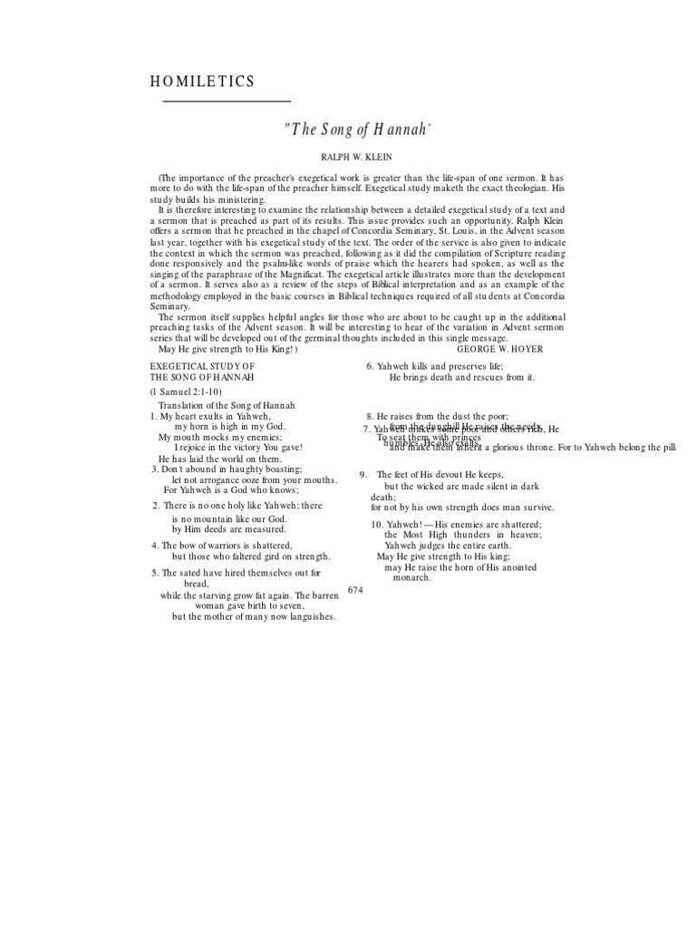 The Song of Hannah | Septuagint | Psalms