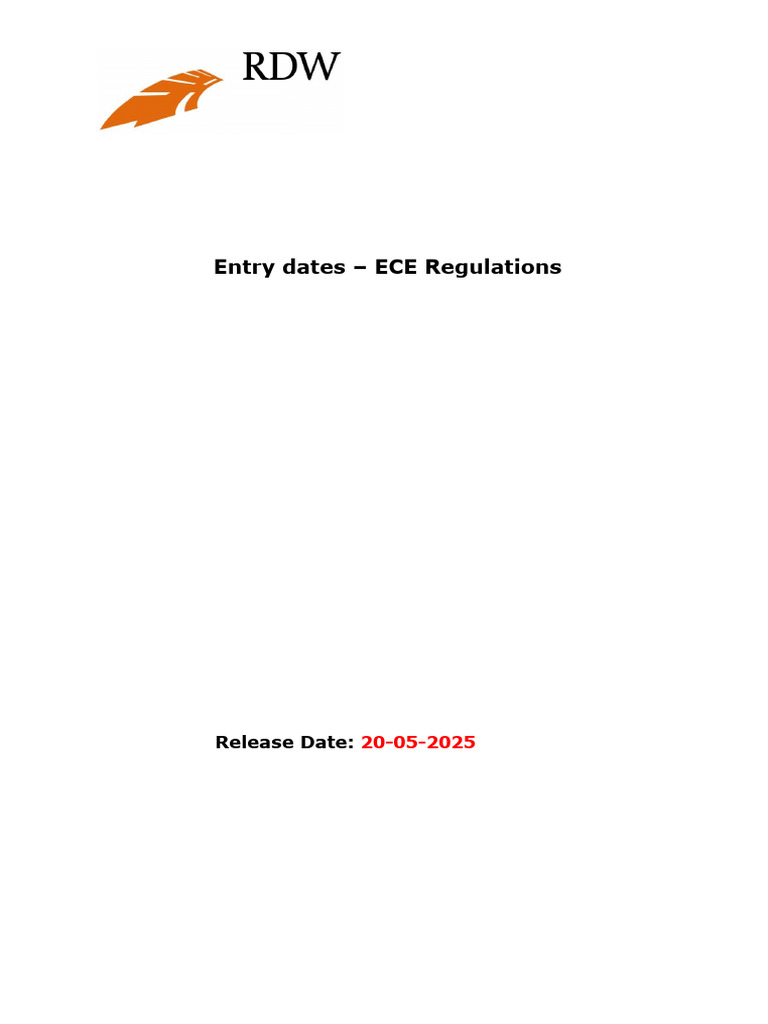 ECE R37 Regulation Entry Dates | PDF | Headlamp | Transportation ...