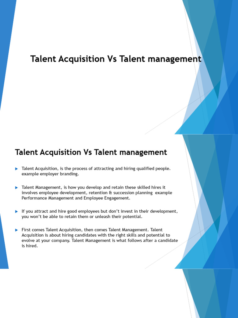 Talent Acquisition vs. Talent Management | PDF