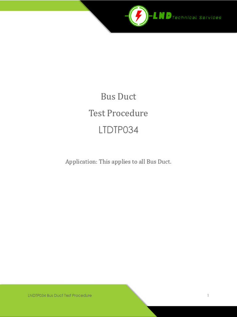 Bus Duct Testing Procedure Guide | PDF | Duct (Flow) | Electrical Connector