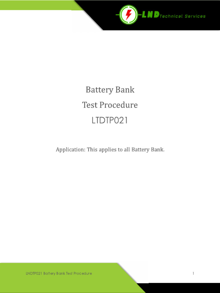 LNDTP021 Battery Bank Test Procedure | PDF