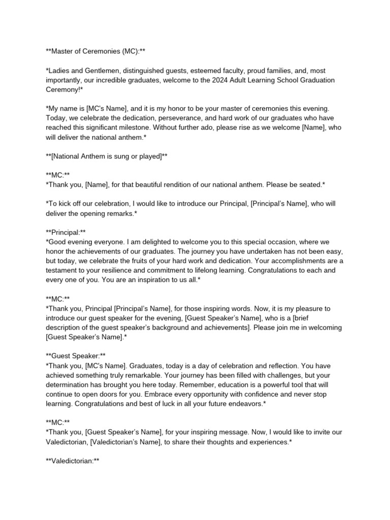 Emcee Script For Any Events | PDF