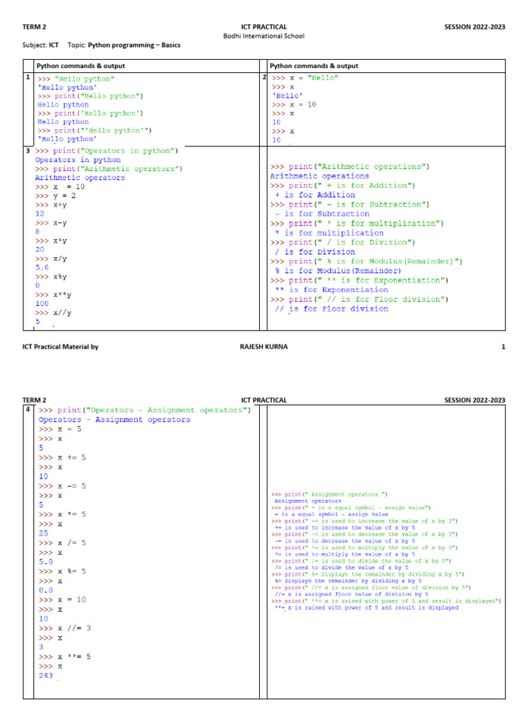 Ict Practical Python Programming Basics | PDF