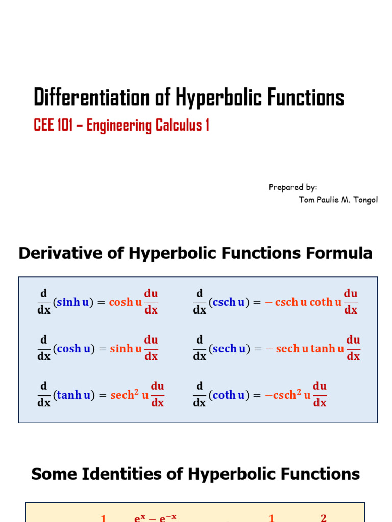 Topic 5 Differentiation of Hyperbolic Functions v2 | PDF | Subtraction ...
