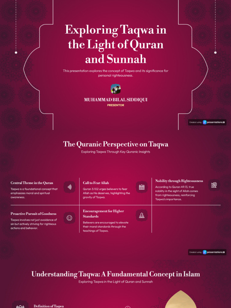 The Path To Righteousness Exploring Taqwa in The Light of Quran and Sunnah | PDF