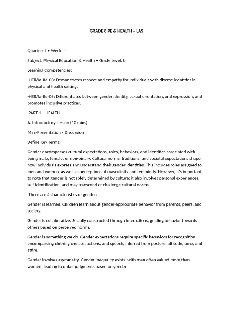 Grade 8 Pe Las | PDF