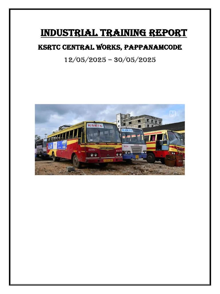 KSRTC Industrial Training Report 2025 | PDF | Manual Transmission ...