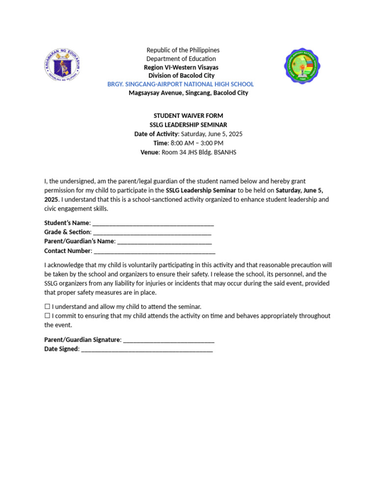 Students Waiver | PDF