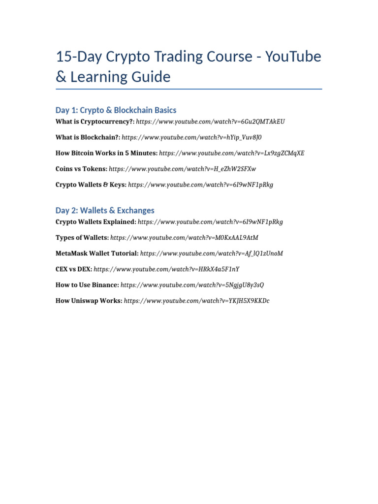 15-Day Crypto Trading Course Guide | PDF