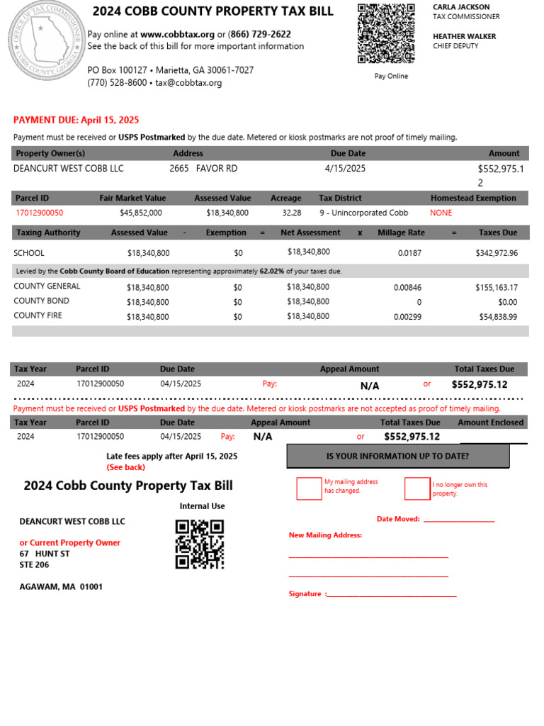 Legacy at West Cobb - Tax Bill - 03.06.2025 | PDF | Property Tax | Taxes
