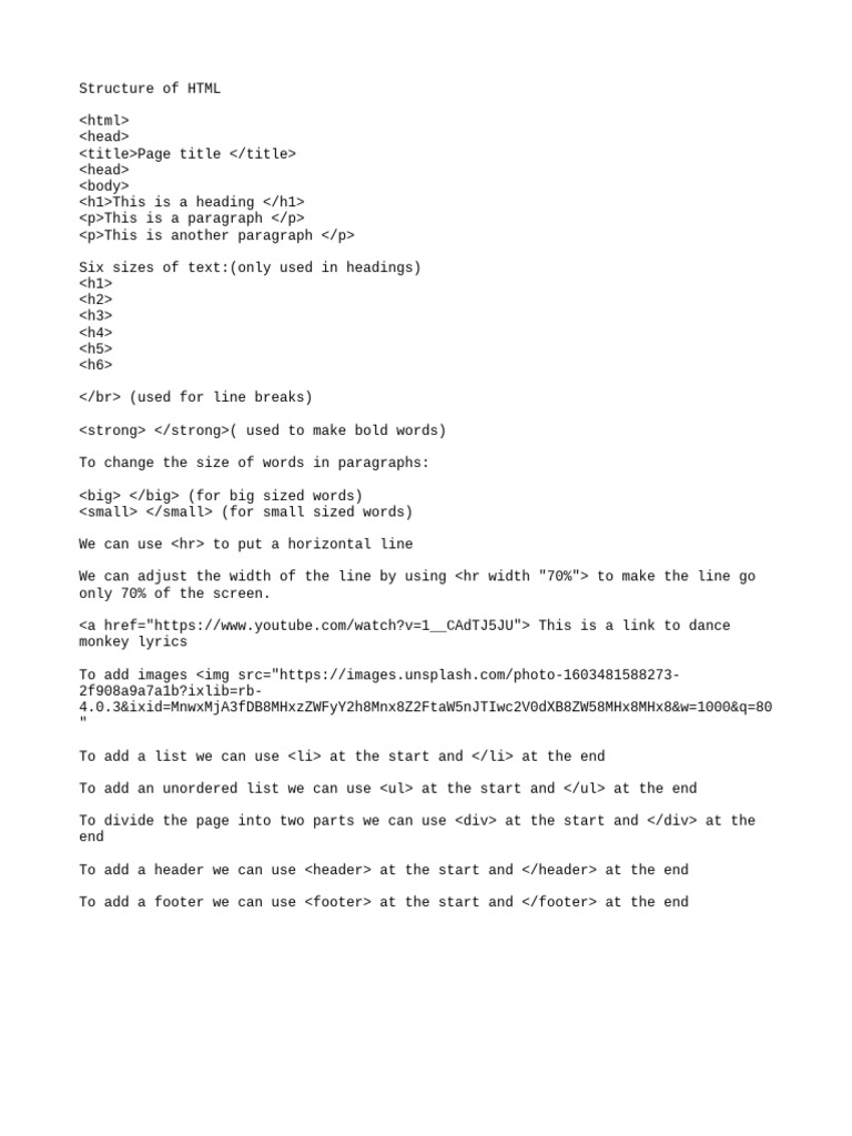 Basic HTML Structure | PDF