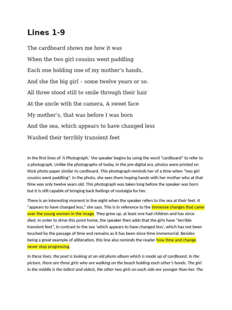 A Photograph Poem Class 11 | PDF | Poetry | Photograph