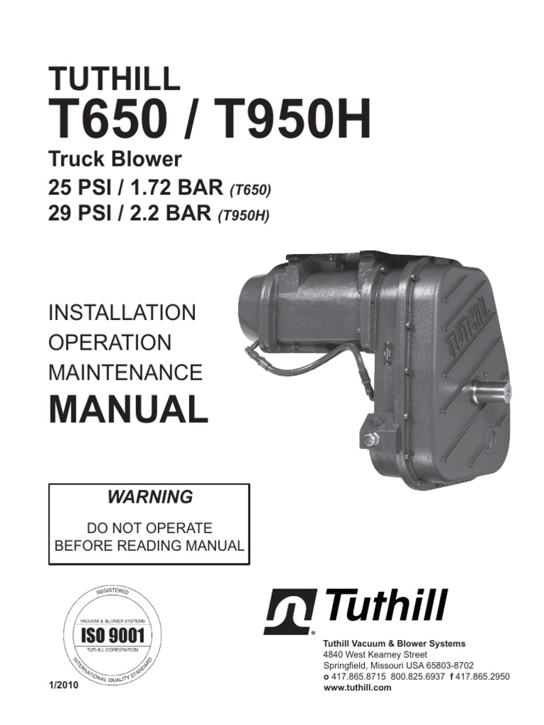 Tuthill T650/T950H Blower Manual | PDF | Valve | Screw