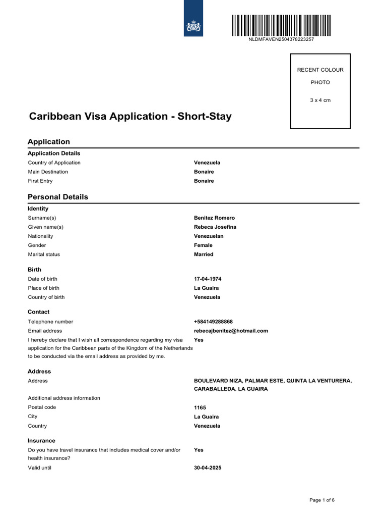 Caribbean Visa Application for Venezuela | PDF | Travel Visa ...