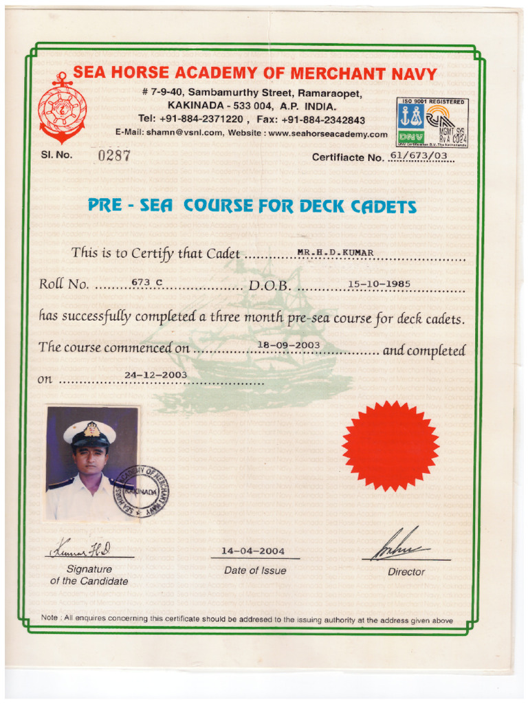 C.O. Pre Sea Training | PDF