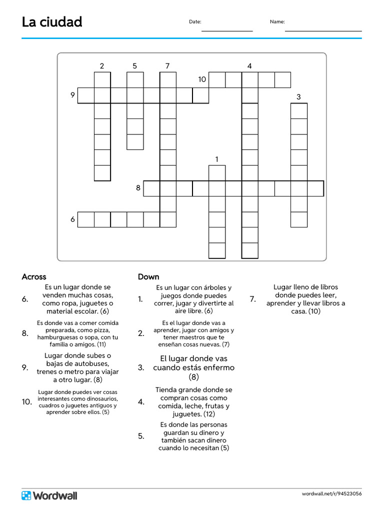 La Ciudad Crossword | PDF