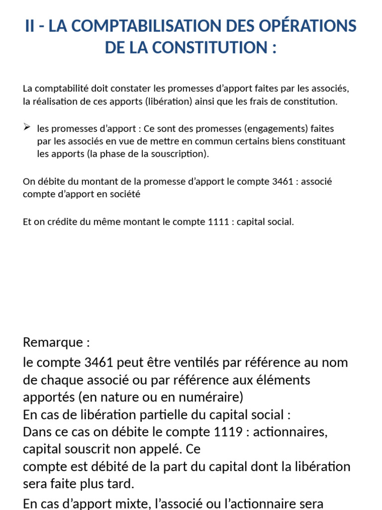 CHAPITRE I - 1 La Constitution Des Sociétés (Comptabilisation) | PDF | Comptabilité analytique ...