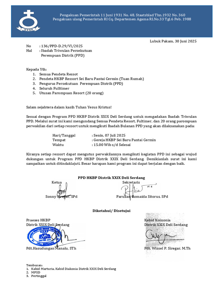 Surat Ibadah Triwulan PPD Juli 2025 | PDF