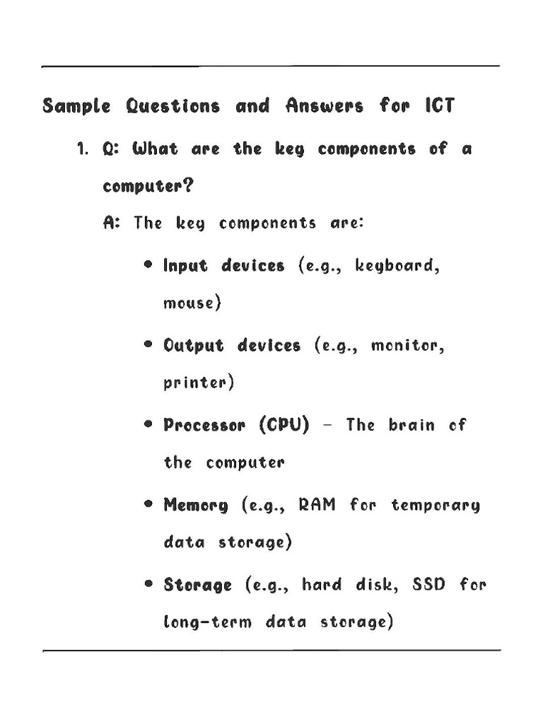 Ict 8 Important Questions From Slide Lecture No1 | PDF