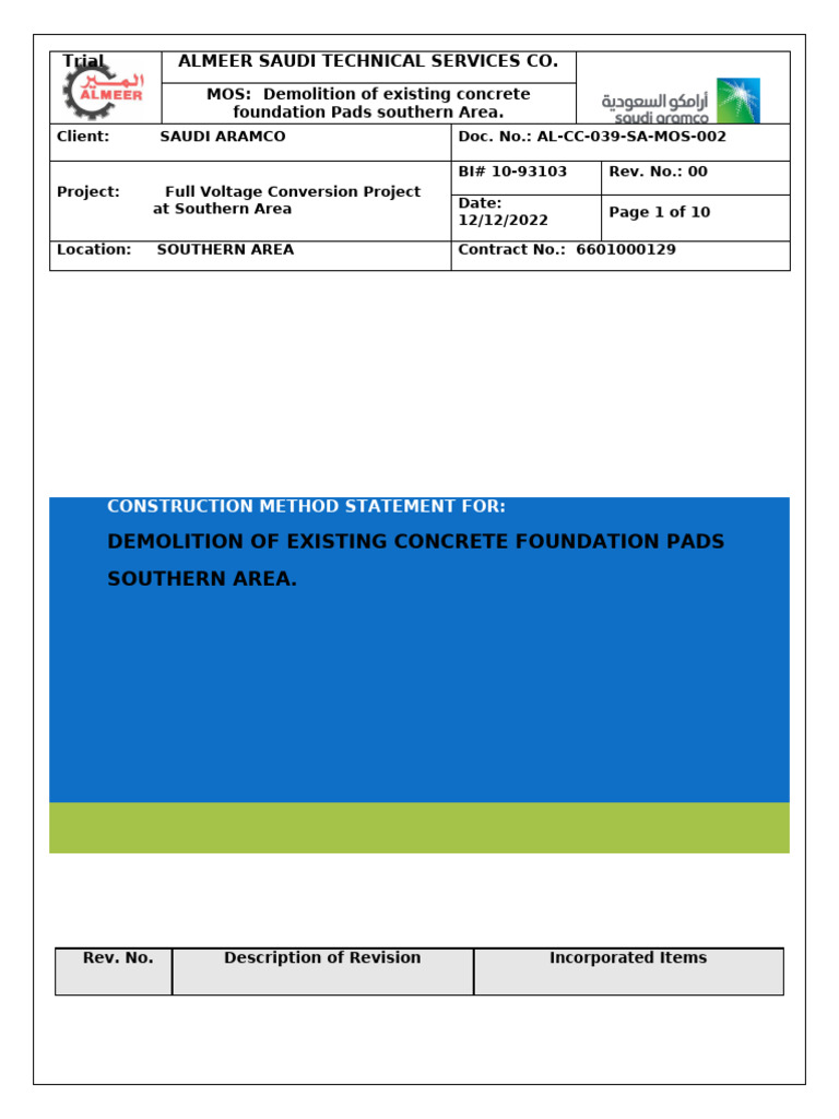 Mos 015 - Demolition of Existing Concrete Foundation Pads Sa Rev 00 ...