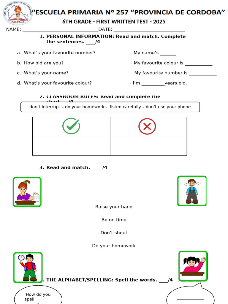 6th Grade First Written Test 2025 | PDF | Chess Theory | Chess