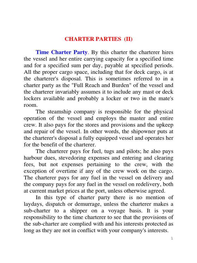 TASK 2 Charter Parties Time | PDF | Shipping | Water Transport