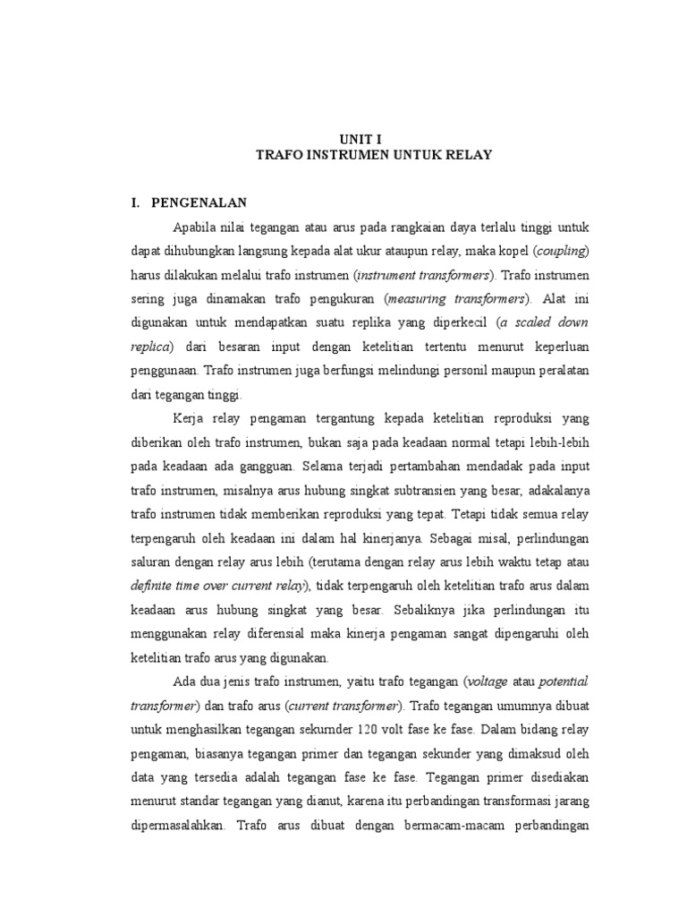Modul Praktikum Teknik Proteksi Unit I - Trafo Instrumen | PDF