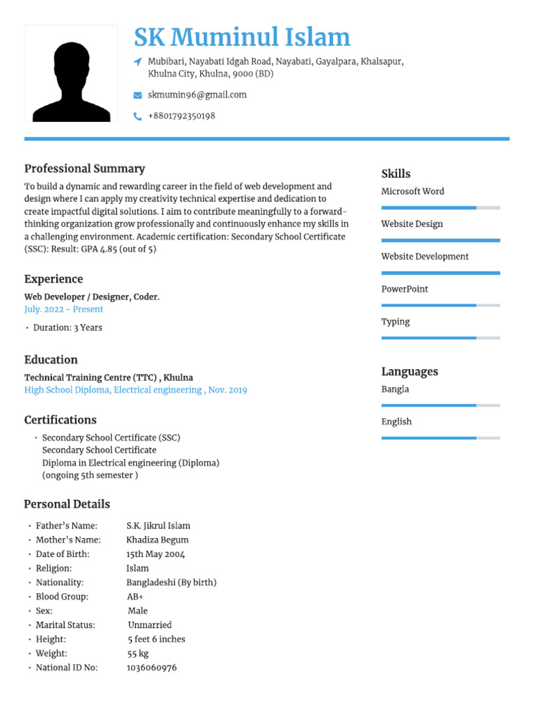 SK Muminul Islam CV | PDF