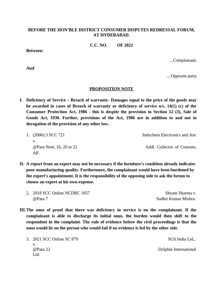 Deficiency of Service in Consumer Cases | PDF | Justice | Crime & Violence