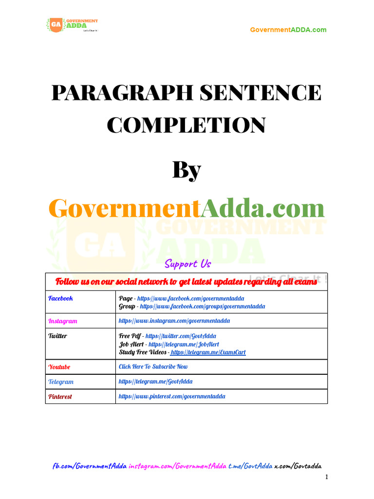 Paragraph Sentence Completion Questions Shortcut Trick With 100 | PDF ...