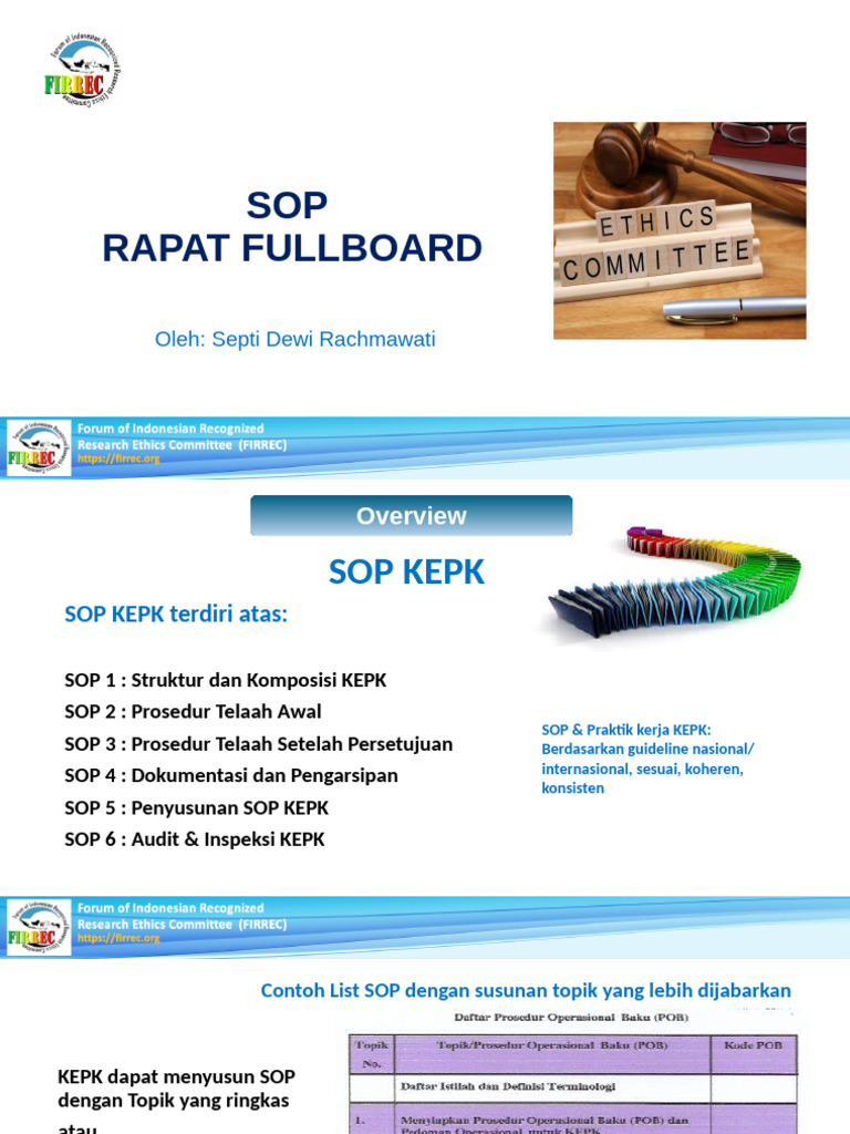 Sop Full Board Meeting 2024 Septi Pdf Institutional Review Board