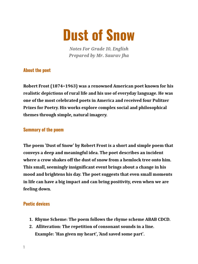 Dust of Snow: About The Poet | PDF | Poetry | Poetics