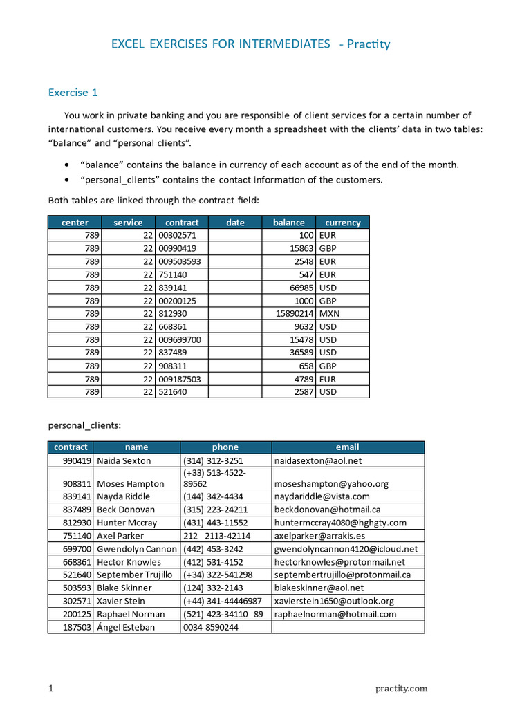 Excel Exercises Download - Practity | PDF | Personal Computers | Dell